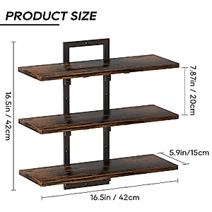 PAPAGIFTREE 3 Tier Floating Shelves for Wall, 16 inch Floating Kitchen Shelves for Wall, Floating Shelves for Bathroom Wall, Industrial Display Shelf for Living Room, Bedroom