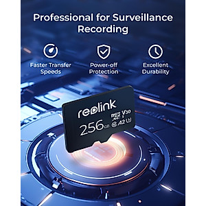 REOLINK 256GB microSDXC Memory Card, Up to 100MB/s, 4K UHD, U3, A2, V30, Class 10, Micro SD Card Fully Compatible with Reolink Security Camera