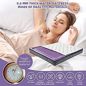 Free Flow Full Wave Water Mattress, PVC Water Bed with Thermostat, Double Exhaust Hole, Ergonomic Design Softside Water Bed Mattress for The Elderly, Children and Adults (California King - 72" x 84")