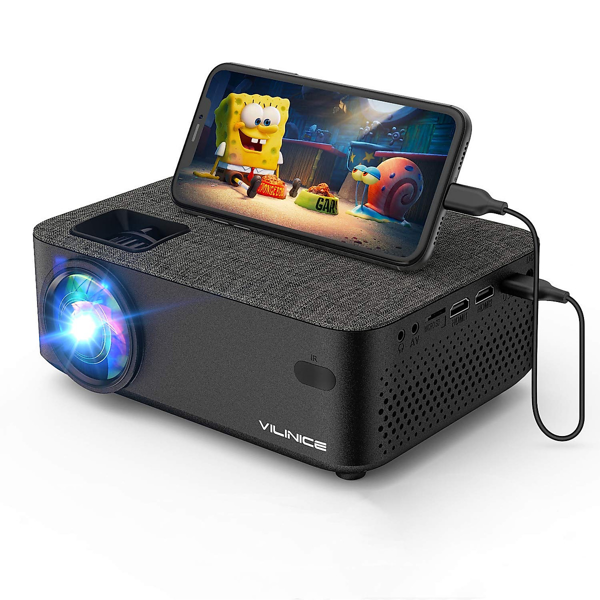 WiFi Projector, VILINICE 7500L Mini Bluetooth Movie Projector ,Portable Phone Projector with Wireless Mirroring,1080P and 240" Supported, Compatible with Fire Stick,HDMI,VGA,USB,TV,Box,Laptop,DVD