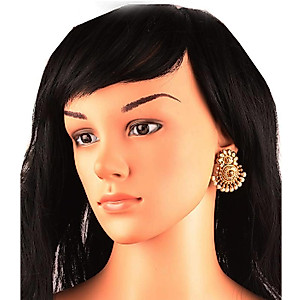 Touchstone Indian bollywood ancient southern gold jewelry inspired bridal jewelry earrings with faux pearls for women in antique tone and oxidized.