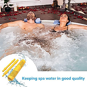 GEMINIGAMER2 Spa in-Filter Mineral Sticks Parts for Hot Tub Filter Cartridge-Includes 6 in1 Test Strips for Hot Tubs -2 Pcs (Yellow)