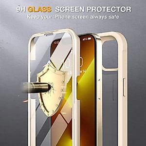 Miracase Glass Case for iPhone 13 Pro Max 6.7 inch, Upgrade Full-Body Clear Bumper Case with Built-in 9H Tempered Glass Screen Protector for iPhone 13 Pro Max, Bean Yellow