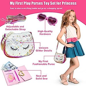 INNOCHEER Little Girls Purse, Play Purse for Little Girls, Unicorn Toys for Girls Age 4-6 6-8, Real Washable Kids Makeup Kit for Girl, Birthday Christmas Princess Gifts Toys for Girls 4-6 5-7 8-10