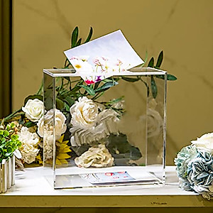 WHSLILR 10” Acrylic Card Box - Wedding Card Box for Reception, Birthday, Party, Money Box, Wishing Well, Graduation Party, Elegant Large Clear Card Box-ACB001-WZ