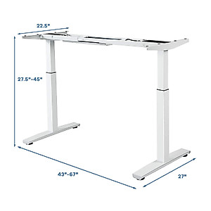 Tangkula Dual Motor Electric Standing Desk Frame, Height & Width Adjustable Motorized Sit Stand Desk Base, Ergonomic Standing Up Workstation w/Memory Controller (White)