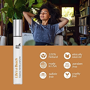 Artnaturals Life's a Beach - Roll On Perfume- Rollerball Fragrance - Coconut Lime Vanilla Scent - .33 oz