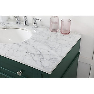 Elegant Decor Park Avenue 42" Metal MDF Marble Single Bathroom Vanity in Green