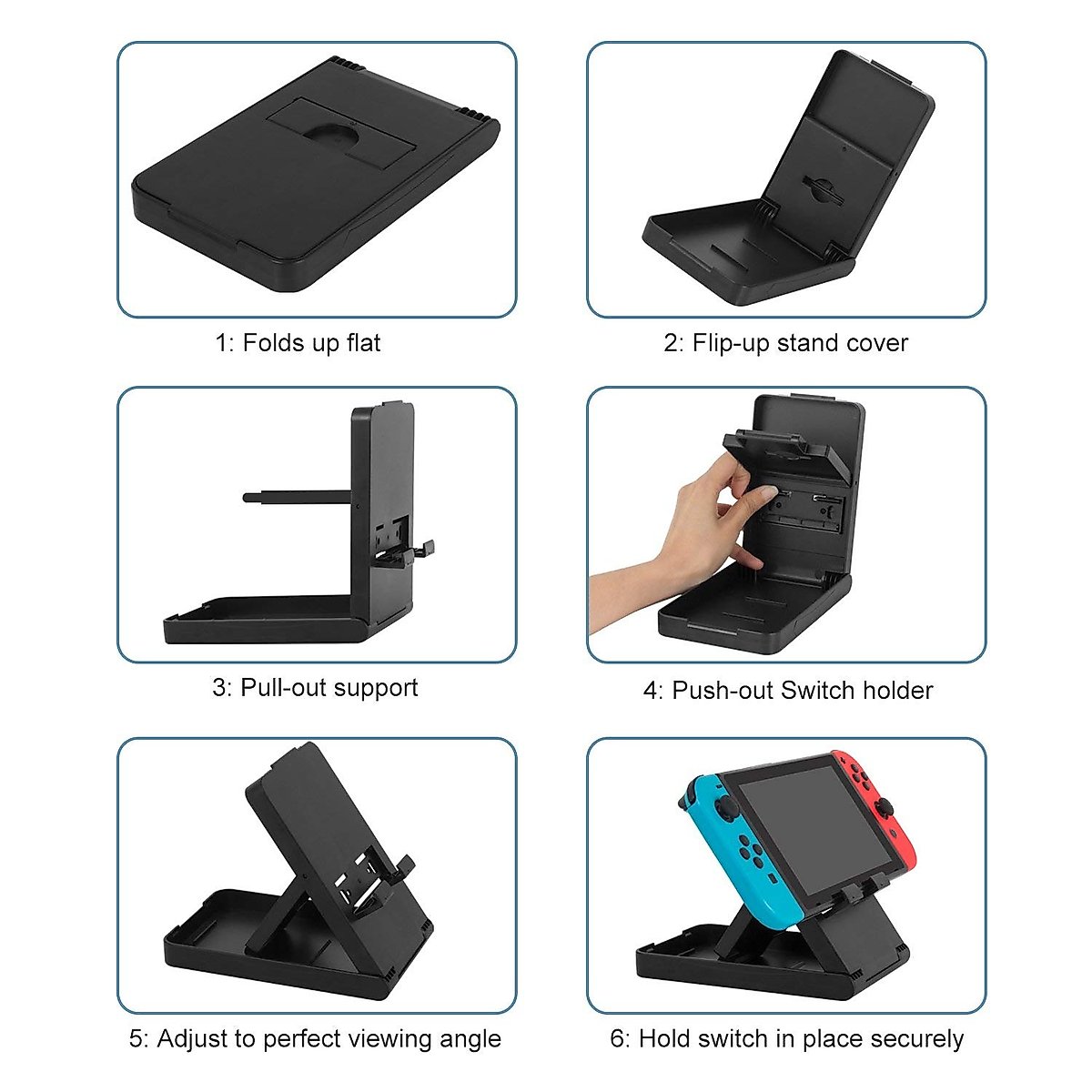 Nintendo Switch Stand for Nintendo Switch Compact Foldable Multi Angle Holder Play Stand Compatible with Nintendo Switch Switch Lite IPad IPhone Samsung Galaxy Tab Android Phones Tablets E-Reader