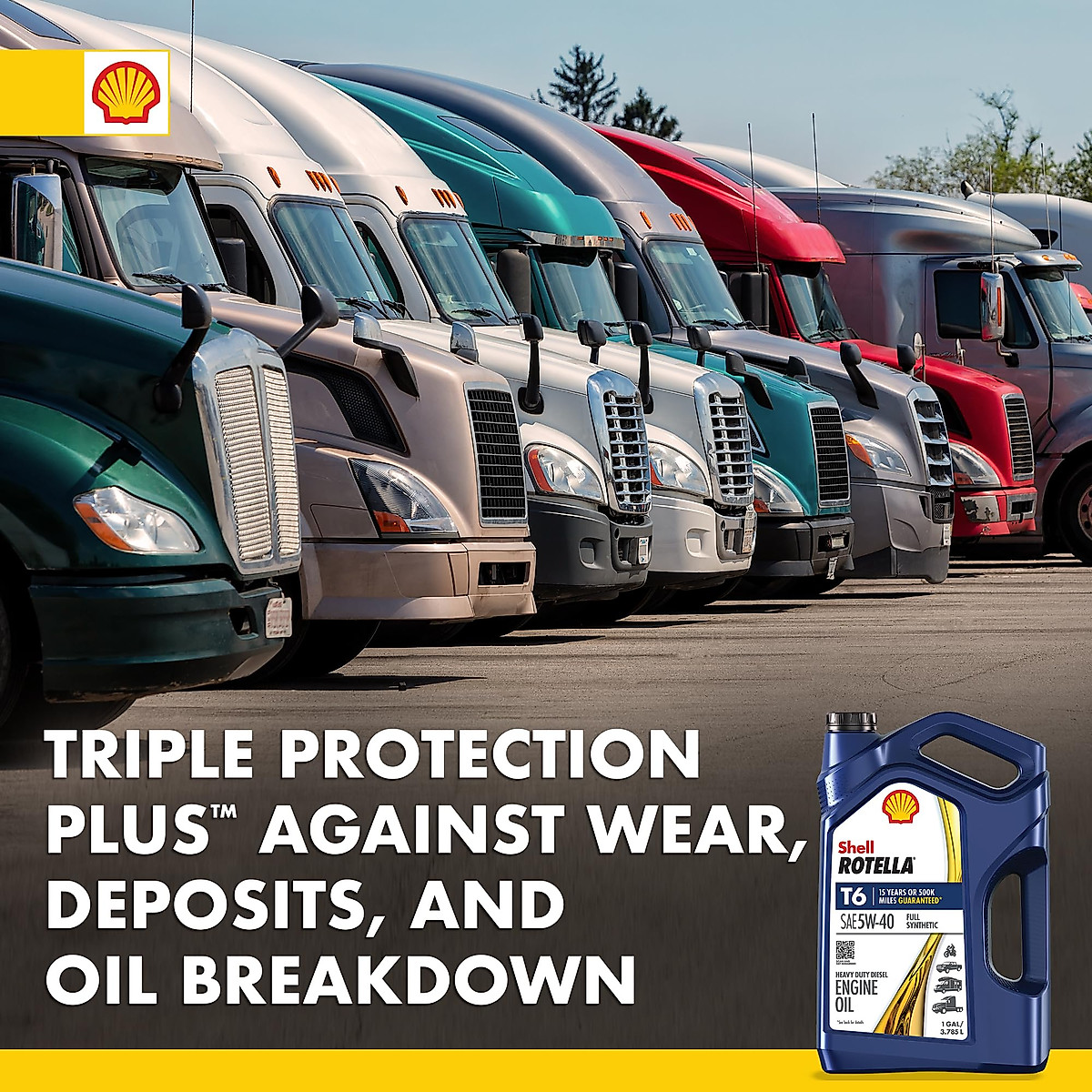 Shell Rotella T6 Full Synthetic 5W-40 Motor Oil, 1 Gallon (3 Pack)