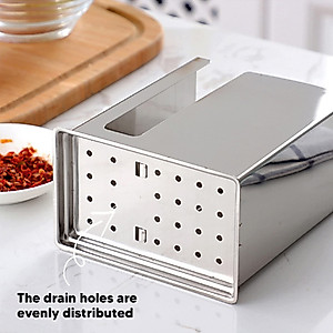 UPQRSG Utensil Holder, Stainless Steel Flatware Silverware Caddie Holder Basket Organizer, Hanging Rack Chopsticks Spoon Fork Knife Drainer Basket Storage Holder Organizer [3 Grids]