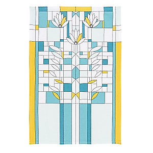 KAF Home Frank Lloyd Wright Printed Kitchen Tea Towel 20 x 30-inch, 100-Percent Cotton, (Set of 2) (Water Lilies)
