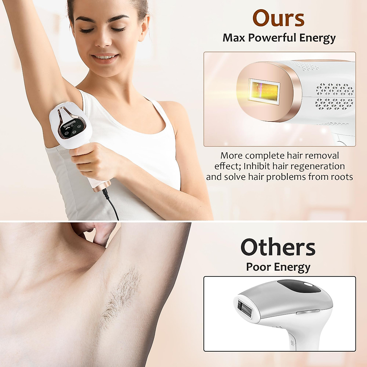 Hair Removal for Women and Man hair removal UPGRADE to 999,999 Permanent Flashes Facial body Profesional Hair Remover Device