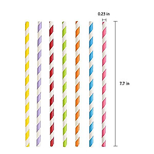 Pajitas de papel desechables, 200 unidades, colores surtidos, 100% biodegradables