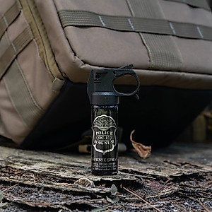 Police Magnum Large Pepper Spray Fogger Self Defense - Tactical Maximum Strength Security & Protection - Black Portable Non-Lethal Canister - Made in The USA - 1 Pack 3oz FM