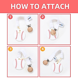 AmazingM Baby Food Grade Silicone Sports Shape Teether Toy with Pacifier Clip Holder,Teething Pain Relief Toys Gift Set for 3 Months+ Boys and Girls,Freezer Safe,BPA Free (Baseball)