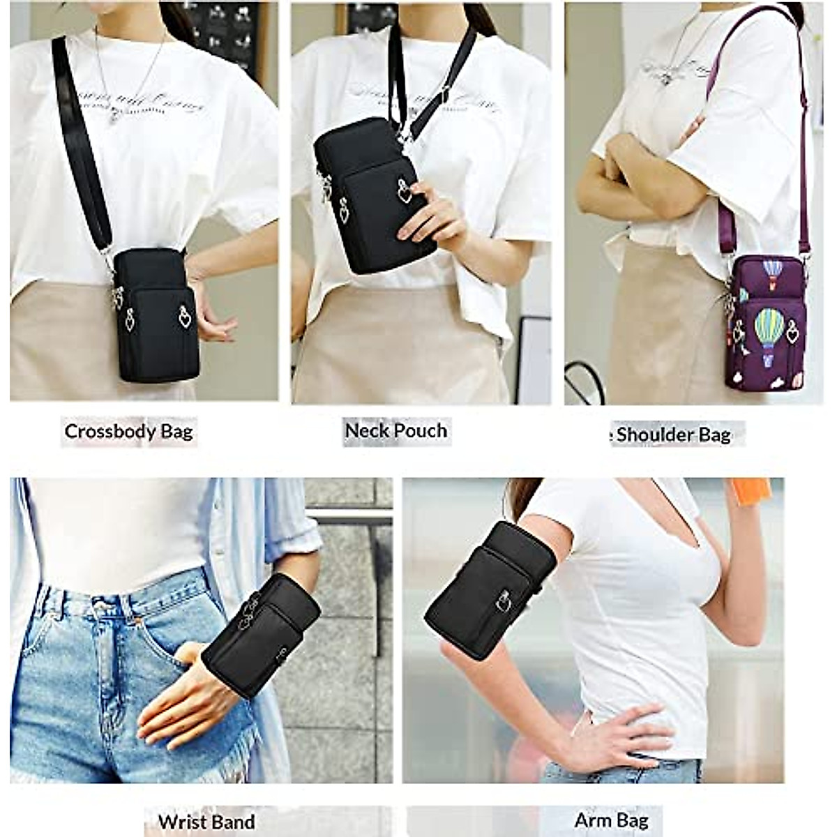 eMorevalue Phone Purse for Samsung Galaxy S23 Ultra Plus, S22 Plus Ultra, S21 S20 Ultra/Fe, Note 20 Ultra, A32 5G, A13 5G, A53 5G, A42 5G, A02S A03S A12 A71 A51 A52 Note 9, Crossbody Bag Pouch (Black)