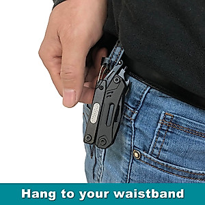 XGIZMOO Multi Tool Pocket Knife 9-in-1 Multipurpose Gadgets with Pliers, Screwdriver, Saw, Cutter, File, Buckle, Survival Gear With Nylon Sheath, 30CR13 Steel (Black)