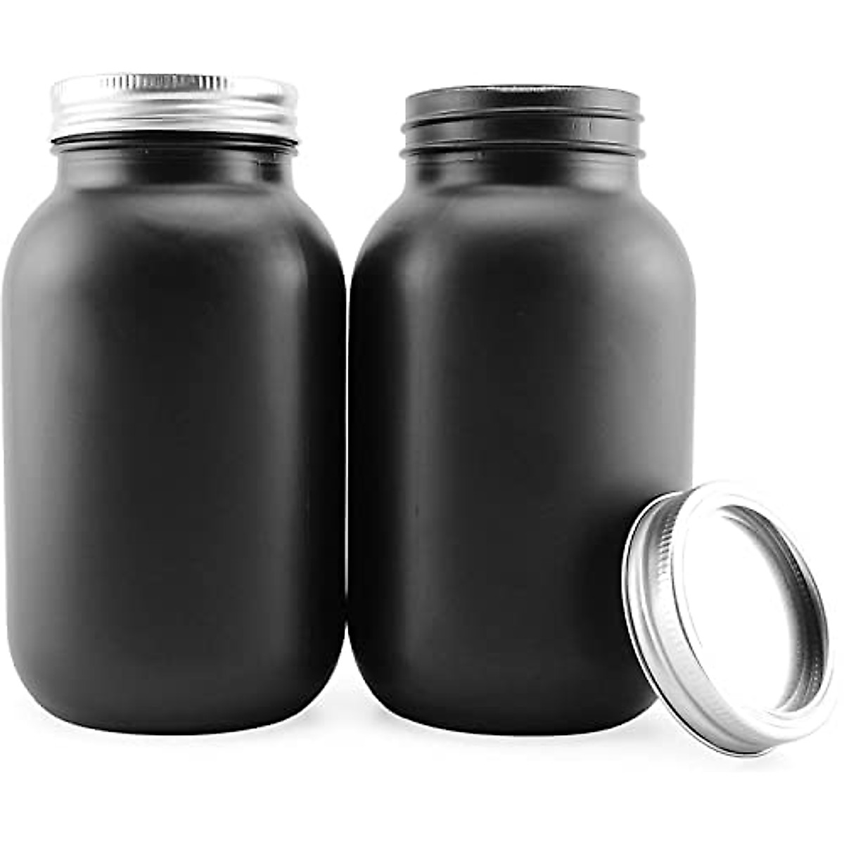 Darware Black Chalkboard Mason Jars (Quart Size, 2-Pack); Black-Coated Blackboard Surface Glass Jars for Arts and Crafts, Gifts, and Rustic Home Decor