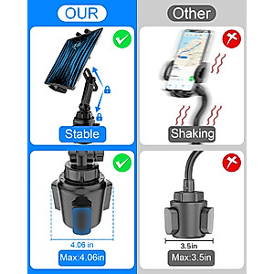 Kolasels Cup Holder Tablet Mount for Car, 360° Adjustable iPad Cup Holder Mount, Cup Holder Tablet Holder for Truck, Compatible with iPad Pro Air Mini, Galaxy Tabs, 4.7-12.9" Tablet & Phone