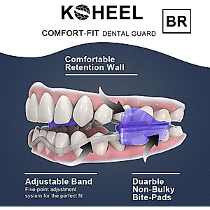 KOHEEL Adjustable Mouth Guard for Teeth Grinding and Clenching, No Boiling Night Guard, Stop Bruxism Dental Guard (2 Count)