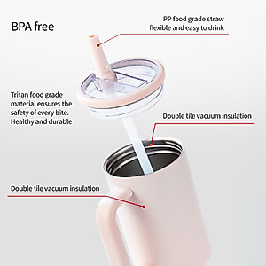 40 oz Leak Proof Insulated Tumbler with Handle Flip Straw Lid Rubber Base,BPA Free Stainless Steel Water Bottle Hot/Cold Insulation Vacuum Quenchers,Spill Proof Travel Mug Gifts for Her/Him