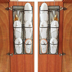 ANZORG 2 Packs Over The Door Hanging Closet Shoes Holder Organizer Shoe Storage Shoe Rack with 6 Pockets (Clear PVC Pockets)