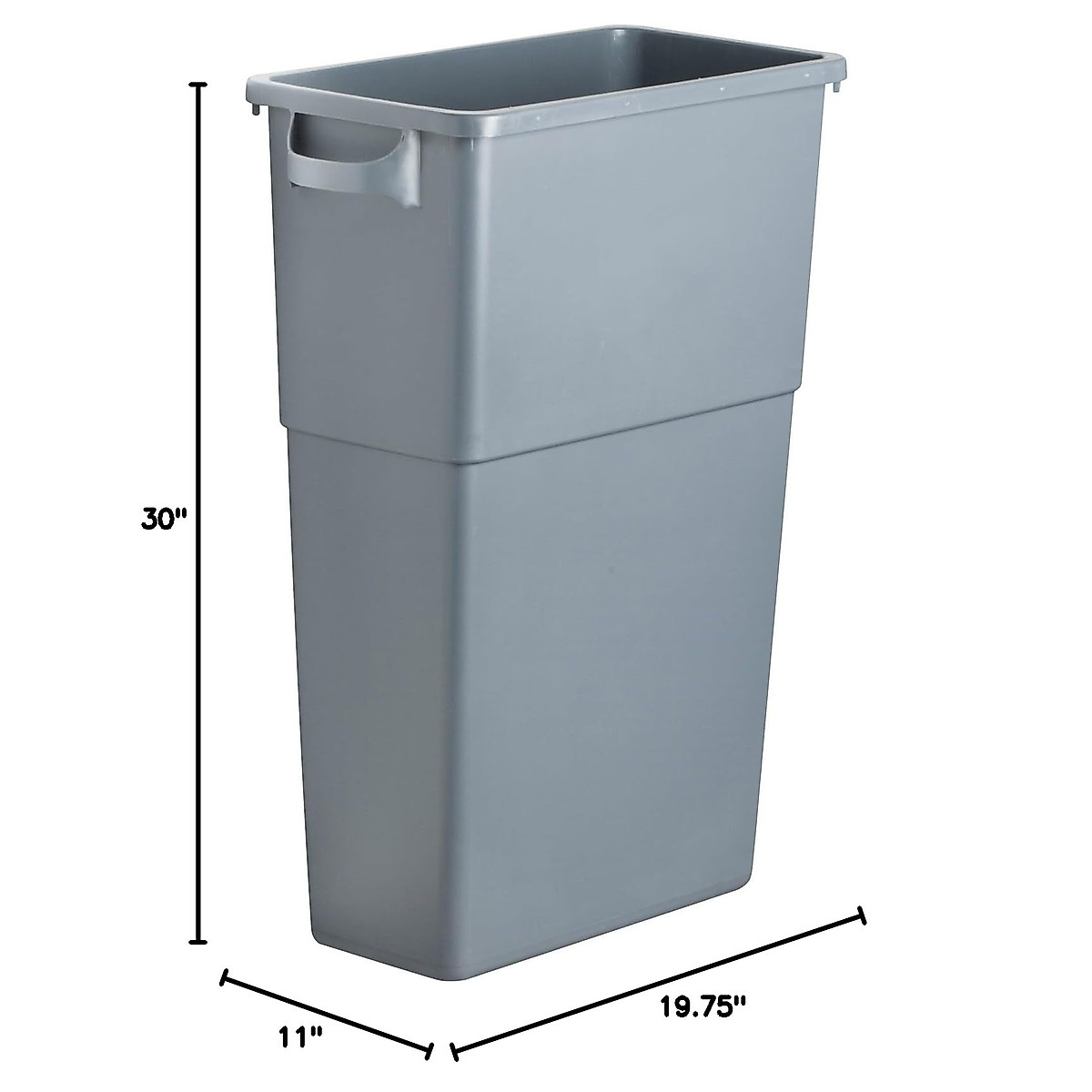 Genuine Joe GJO60465 Plastic Space Saving Waste Container, 23 gallon Capacity, 23" Width x 30" Height x 11" Depth, Gray
