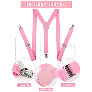 Suspender Bow Tie Set Clip On Y Shape Adjustable Braces, 80s Suspenders Shoulder Straps for Halloween Cosplay Party