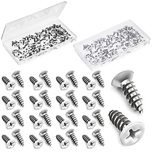 100 Pieces #8 White Screws Wall Plate Screws Painted Antique White Coated Stainless Flat Head Self-Tapping Screw for Wall Plates Switch Covers Replacement Outlet Light Switch Plate (32 x 0.5 Inch)
