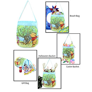 Winnie the Pooh Kids Collapsible Nylon Gift Basket Bucket Tote Bag (One Size, Blue)