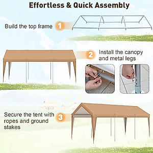 S AFSTAR 10x20FT Carport, Heavy Duty Car Shelter Tent with 180g PE Canopy, 8 Sturdy Galvanized Steel Legs, Ball Bungees, Portable Garage Car Canopy Car Port for Outdoor SUV Truck Car Party Wedding