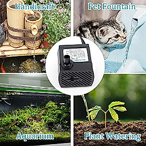 ALLYLANG Mini Aquarium pump, super quiet submersible pump (95GPH4W) for aquarium tanks, water gardens, hydroponic systems, desktop fountains and pet fountains