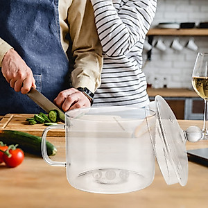 DOITOOL Glass Saucepan with Cover, Clear for Cooking on Stove, Glass Cooking Saucepan with Side Handle for Pasta Noodle, Soup, Milk, Tea (18x13x14.5cm)