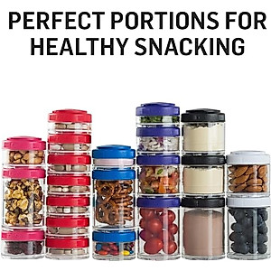 BlenderBottle GoStak Food Storage Containers for Protein Powder, Healthy Snacks, and Portion Control, 4-Piece Starter Pak, White