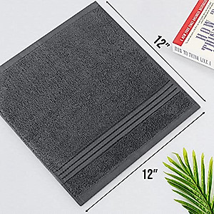 Utopia Towels (12 Pack) Luxury Wash Cloths Set (12 x 12 Inches) 600 GSM 100% Cotton Ring Spun, Highly Absorbent and Soft Feel Washcloths for Bathroom, Spa, Gym, and Face Towel (Grey)