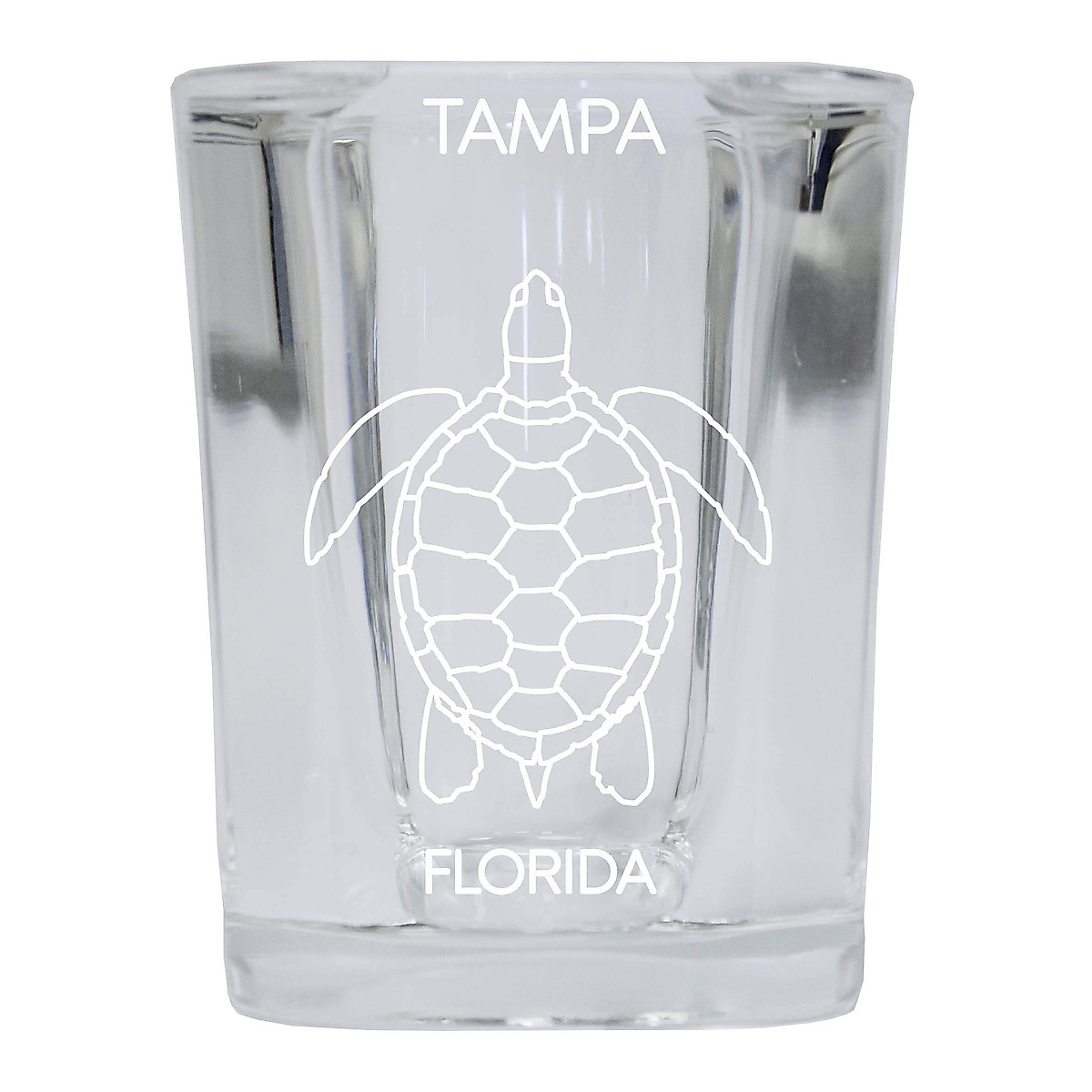 Tampa Florida Souvenir 2 Ounce Square Shot Glass laser etched Turtle Design