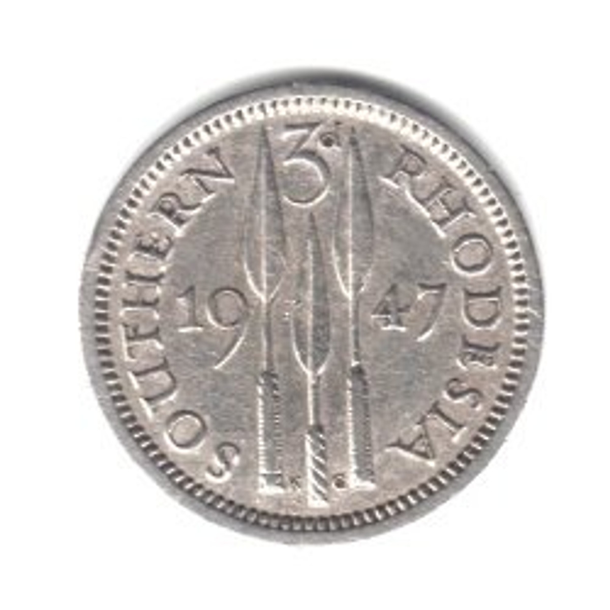 1947 Southern Rhodesia Three Pence British Colonial Coin KM#16b