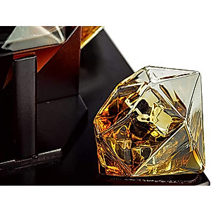 The Wine Savant Diamond Whiskey Decanter l With 2 Diamond Glasses Liquor, Scotch, Rum, Bourbon, Vodka, Tequila Decanter (750 ML DECANTER)