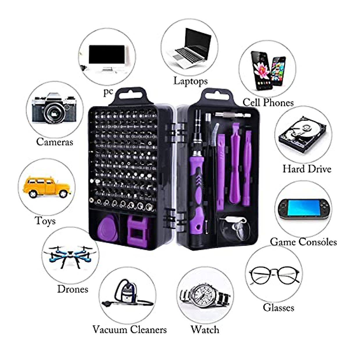 Precision Screwdriver Set, 115 in 1 Electronics Magnetic Small Screwdriver Set Mini Screwdriver Set with Case Eyeglasses Screwdriver for Repair Computer, PC, Cellphone, Game Console, Watch