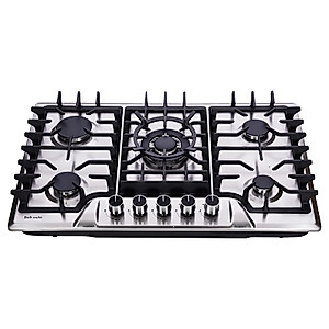 30 Inch Gas Cooktop, Stainless Steel Built-in 5 Burners Gas Stovetop LPG/NG Convertible Gas Stove Top Dual Fuel Gas Hob DM5722
