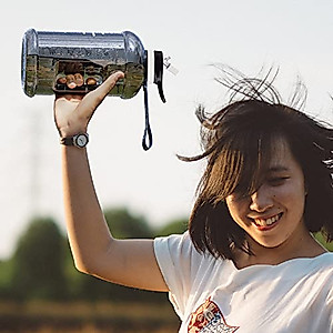 FUNUS Big Water Bottle BPA Free Half Gallon Water Bottle Jug Reusable Water Bottle for Men Women Fitness Sports Gym Outdoor (Transparent Black)