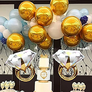 2Pcs Diamond Ring Aluminum Balloon,Wedding Bridal Shower Marriage Engagement Party Supplies