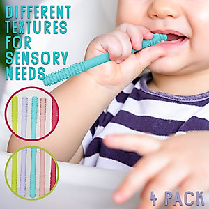 Baby Teething Tubes, Soft Silicone Chew Straw Teething Sticks for Babies 0-18 Months, Infant Toddlers Teether Straws, BPA Free Teething Tube, Multicolored Teething Toys Baby Gift Teethers