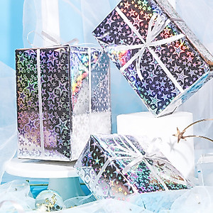 MAYPLUSS Holographic Wrapping Paper - Mini Roll - 17 Inch X 32.8 Feet- Metallic Green Foil Design (47.3 sq.ft.ttl)