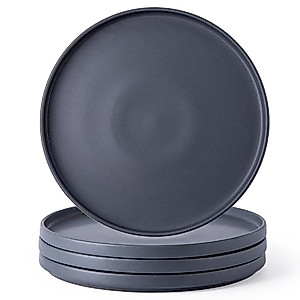 AmorArc Stoneware Dinner Plates Set of 4, 10.5 Inch Reactive Matte Glaze Ceramic Plates Set, Modern Dinnerware Dish set for Kitchen, Microwave, Dishwasher Safe, Scratch Resistant-Matte Charcoal Gray