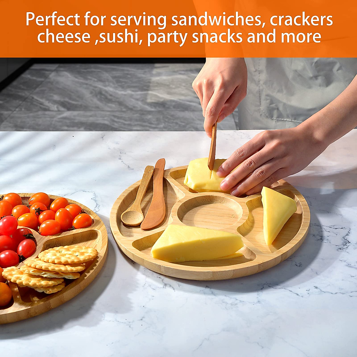 DOSTATNI 4 Pieces individual cheese boards charcuterie board set wood board for charcuterie set of 4 charcuterie boards individual mini with knife spoons for eating Charcuterie Sandwiches and Cheese