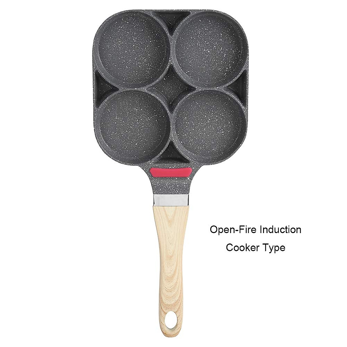 Pancake Pan, Japanese Obanyaki Pan Nonstick Aluminum Pan, Egg Frying Pan with 4 Holes, for Fried Egg, Burger, Breakfast Pancake Making, with Anti-Scald Handle(B)