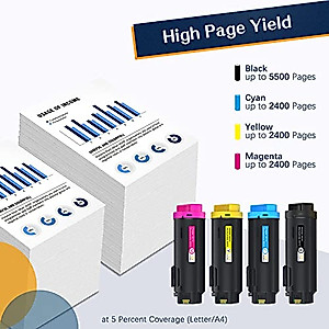 Colorking Compatible 6510 Toner Cartridge Replacement for Xerox Phaser 6510 WorkCentre 6515 to Use with 6515/DNI 6515/DN 6510/DN Printer High Yield (4-Pack, 1 Black 1 Cyan 1 Magenta 1 Yellow)