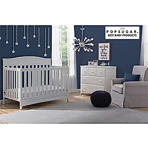 Delta Children Emery 4-in-1 Crib, White with Twinkle Stars Crib & Toddler Mattress